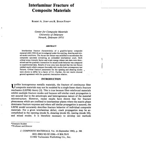 Pdf Interlaminar Fracture Of Composite Materials