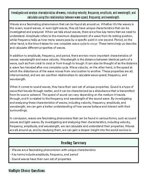 Wave Characteristics And Calculations Physics Daily Lesson Tpt