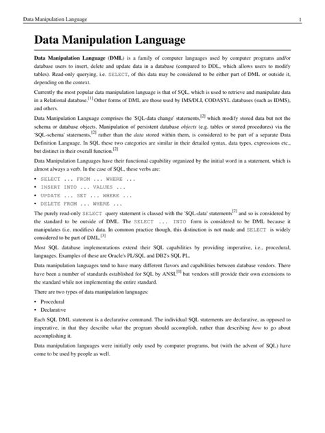 data manipulation language pdf sql data model
