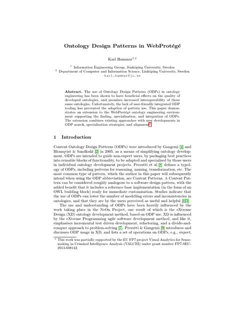 ontology design patterns in webprot eg e pdf ontology information