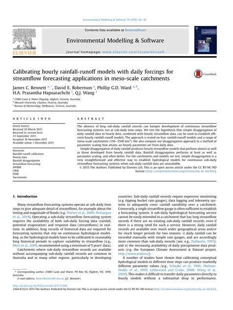 Pdf Calibrating Hourly Rainfall Runoff Models With Daily Forcings For Streamflow Forecasting