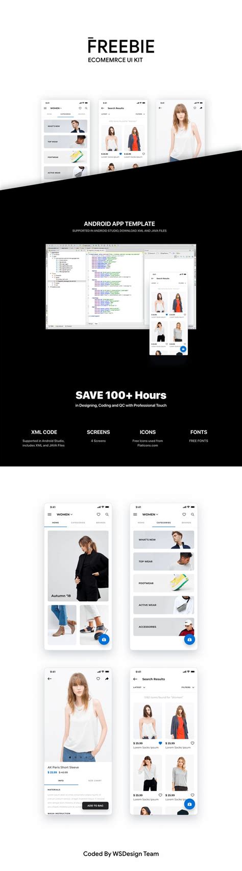 Ecommerce App Template With Android Source Code Ecommerce Mobile App Ui Kit Design Free Ui Kit