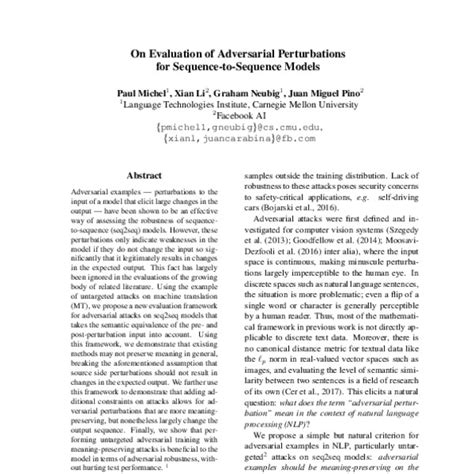 On Evaluation Of Adversarial Perturbations For Sequence To Sequence