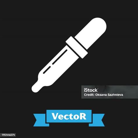 검은 색 배경에 격리 된 흰색 파이펫 아이콘입니다 의료 화학 실험실 장비의 요소 의학 기호입니다 벡터 일러스트레이션 건강관리와 의술에 대한 스톡 벡터 아트 및 기타 이미지