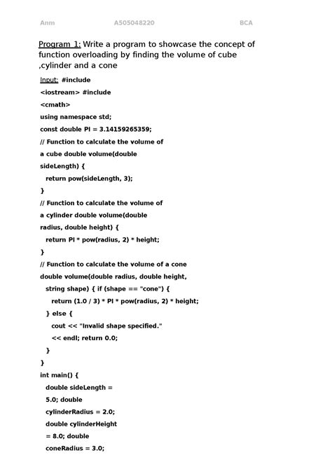 C Practical Lab File Anm Ol A BCA Program Write A Program To Showcase The Concept