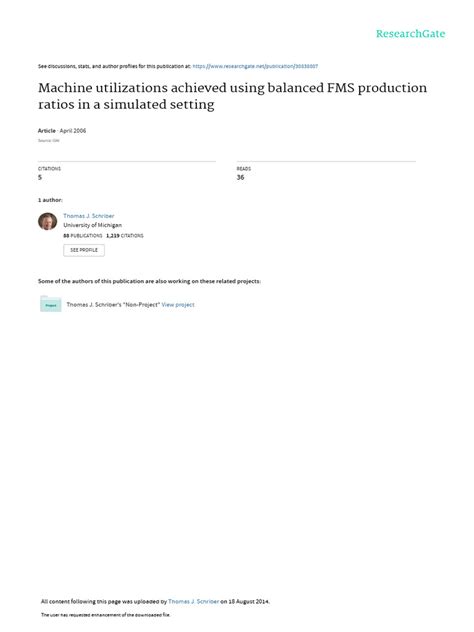 machine utilizations achieved using balanced fms pdf simulation