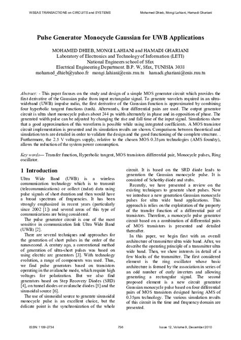 Pdf Pulse Generator Monocycle Gaussian For Uwb Applications
