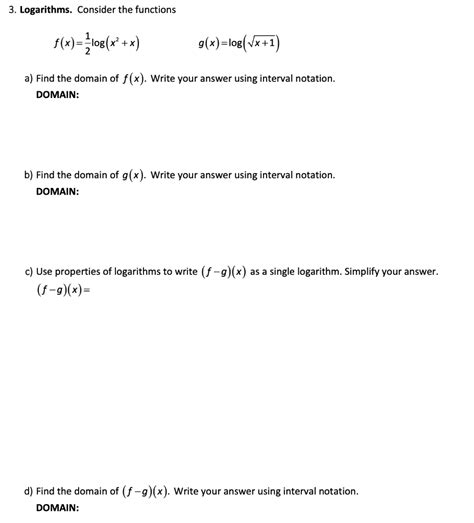 Solved Logarithms Consider The Functions Chegg