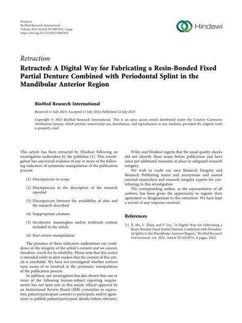 Pdf Retracted A Digital Way For Fabricating A Resin Bonded Fixed