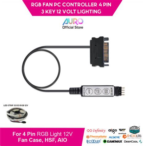 Jual Controller Rgb Pc Fan Led Strip 12 Volt 4 Pin Molex Kontroler Modul Molex 1 Port Kab