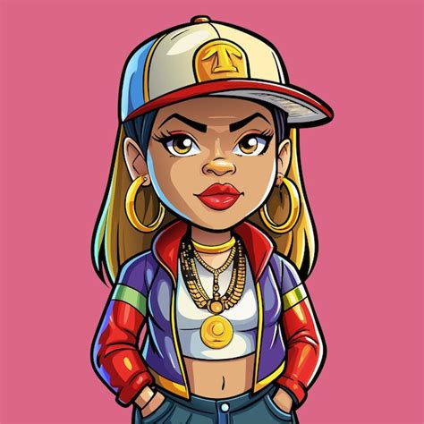 A Cartoon Drawing Of A Woman Wearing A Cap With The Word Quot T Quot On It Premium Ai