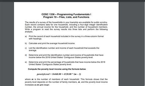 solved cosc 1336 programming fundamentals i program 10