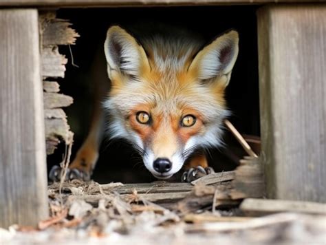 Un Renard Se Faufile Dans Une Grange Abandonn E Photo Premium