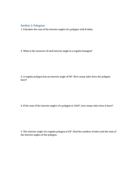 Igcse Polygons And Symmetry Worksheet With Space Pdf