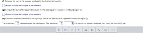 solved f compute the sum of the squared residuals for the