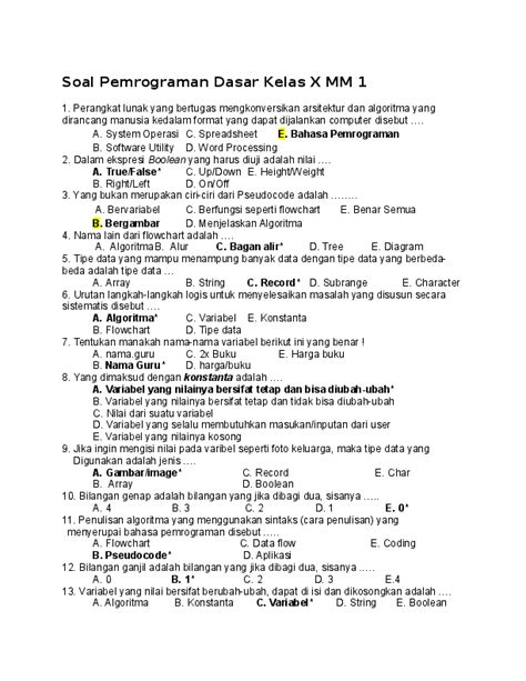 Soal Pemrograman Dasar