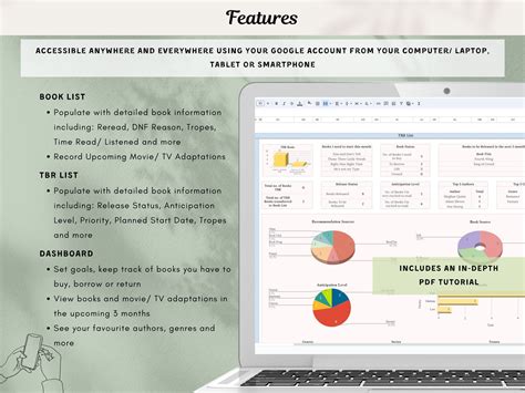 Reading Library Spreadsheet Book Lovers Gift Goals Tracker Reading Journal Book Releases TV