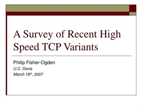 ppt a survey of recent high speed tcp variants powerpoint