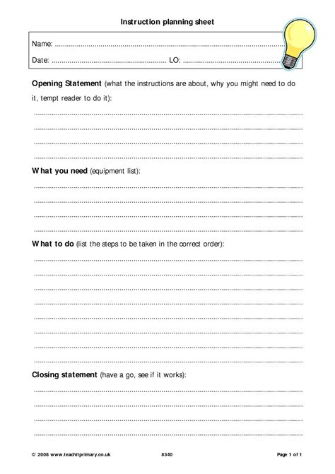 Instruction Planning Sheet Text Types Ks2 English Teachit