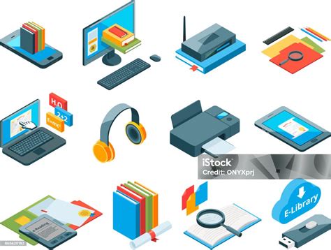 온라인 교육의 아이소메트릭 기호입니다 전자 학습의 아이콘입니다 컴퓨터 노트북 스마트폰 및 교육을 위한 다른 도구 3차원 형태에 대한 스톡 벡터 아트 및 기타 이미지 Istock