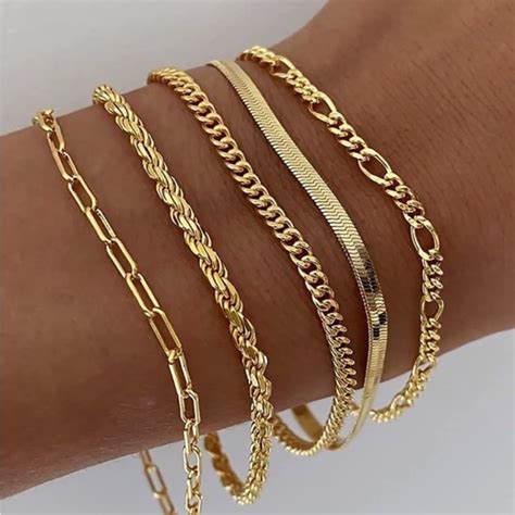 Bracelet Pack 14k Gold Plated Jewelry Real Gold Jewelry Minimal