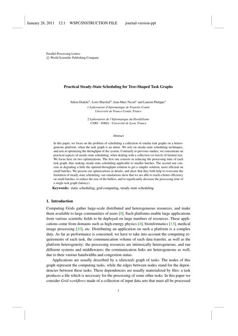 Pdf Practical Steady State Scheduling For Tree Shaped Task Graphs