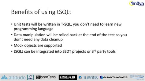 Database Development Unit Test With Tsqlt Ppt
