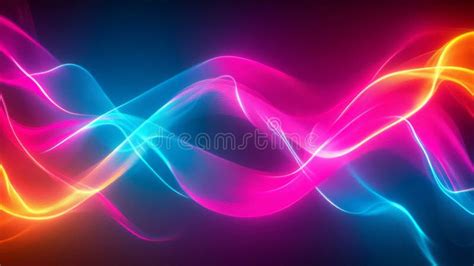Abstract Neon Wave Background With Glowing Particles Stock Illustration Illustration Of Motion