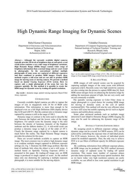 Pdf High Dynamic Range Imaging For Dynamic Scenes
