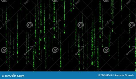 Green Binary Code On Black Background Random Numbers Binary Algorithm