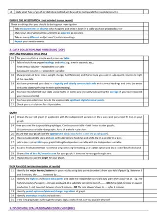 IGCSE Lab Report Headings And Checklist Guidance DOC