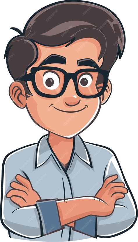 A Cartoon Man With Glasses And A Smile Premium Ai Generated Vector