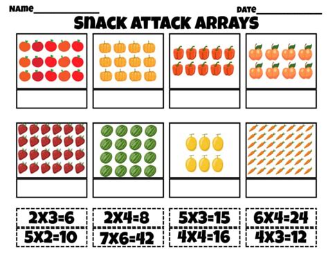 Food Themed Array Multiplication Cut And Paste Activity Hands On Math