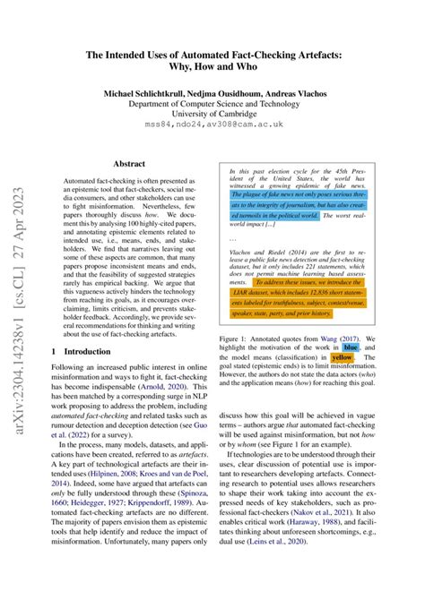 The Intended Uses Of Automated Fact Checking Artefacts Why How And