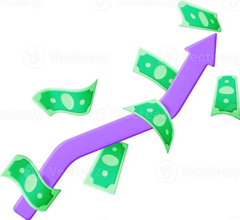 3d Growth Stock Chart Arrow With Dollars 35712011 Png