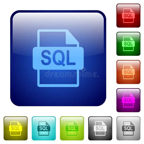 sql file format color square buttons stock vector illustration of