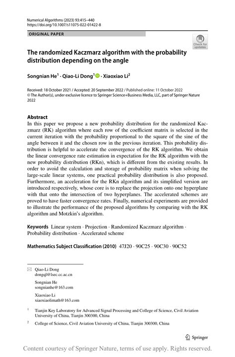 The Randomized Kaczmarz Algorithm With The Probability Distribution