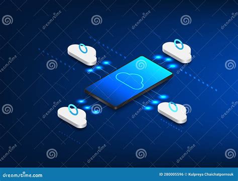 cloud technology background with smartphone it is a data collection via