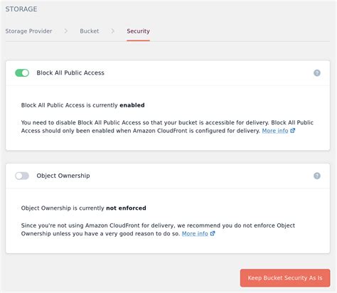 Block All Public Access To Bucket