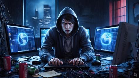 Cyber Hacker In Action Premium Ai Generated Image
