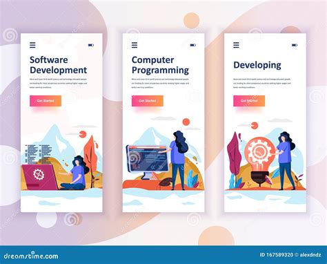 Set Of Onboarding Screens User Interface Kit For Development