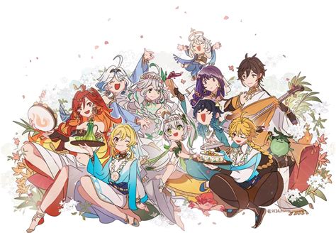 Lumine Raiden Shogun Aether Furina Zhongli And More Genshin Impact Drawn By Twone