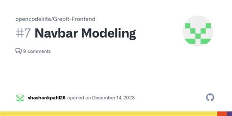 navbar modeling · issue 7 · opencodeiiita grepit frontend · github