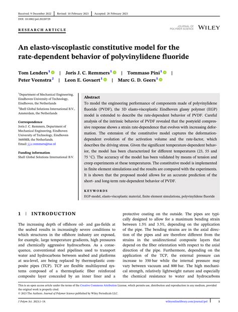 Pdf An Elasto‐viscoplastic Constitutive Model For The Rate‐dependent