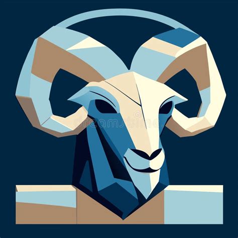 Vector Image Of A Head Of A Ram On A Dark Blue Background Generative Ai Stock Vector