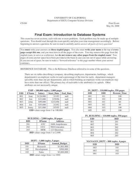 Relational Algebra Introduction To Database Systems Exams Docsity