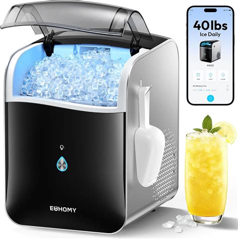 Euhomy Smart Nugget Ice Maker Countertop Pebble Ice Maker Machine With