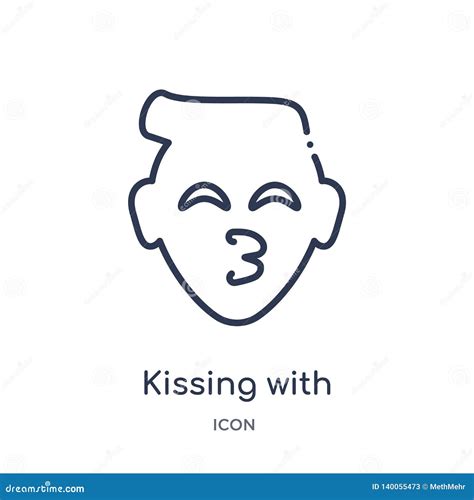 Linear Kissing With Smiling Eyes Emoji Icon From Emoji Outline Collection Thin Line Kissing