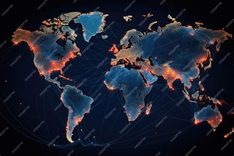 Premium Photo Interconnection Of Global Networks Illustrated As A Map Of The World Digital