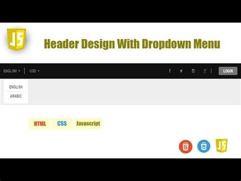 Header Design With Dropdown Menu In Javascript
